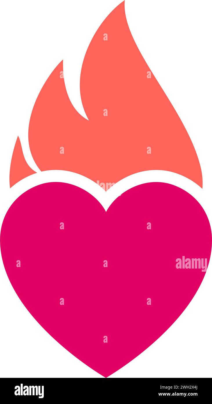Fire flame icon, hot pink heart symbol, vector illustration Stock ...