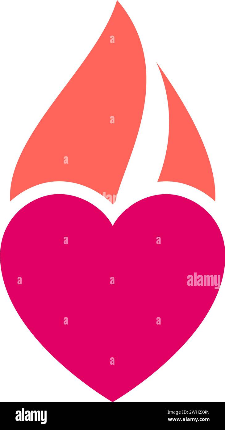 Fire flame icon, hot pink heart symbol, vector illustration Stock ...