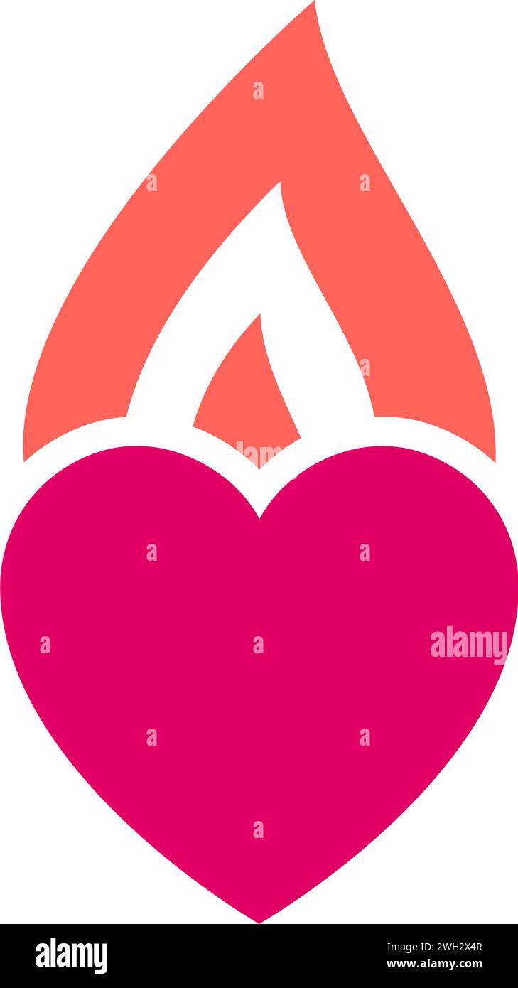 Fire flame icon, hot pink heart symbol, vector illustration Stock ...