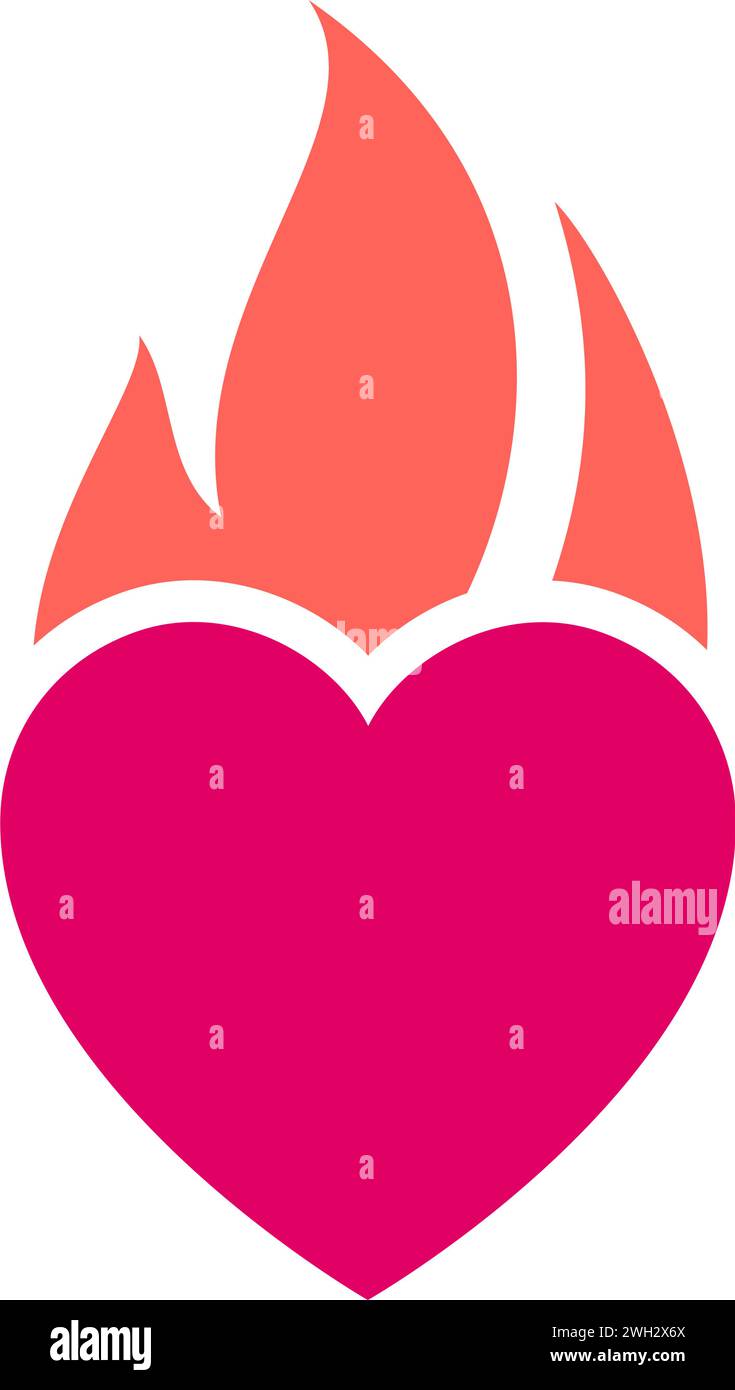 Fire flame icon, hot heart symbol, vector illustration Stock Vector ...