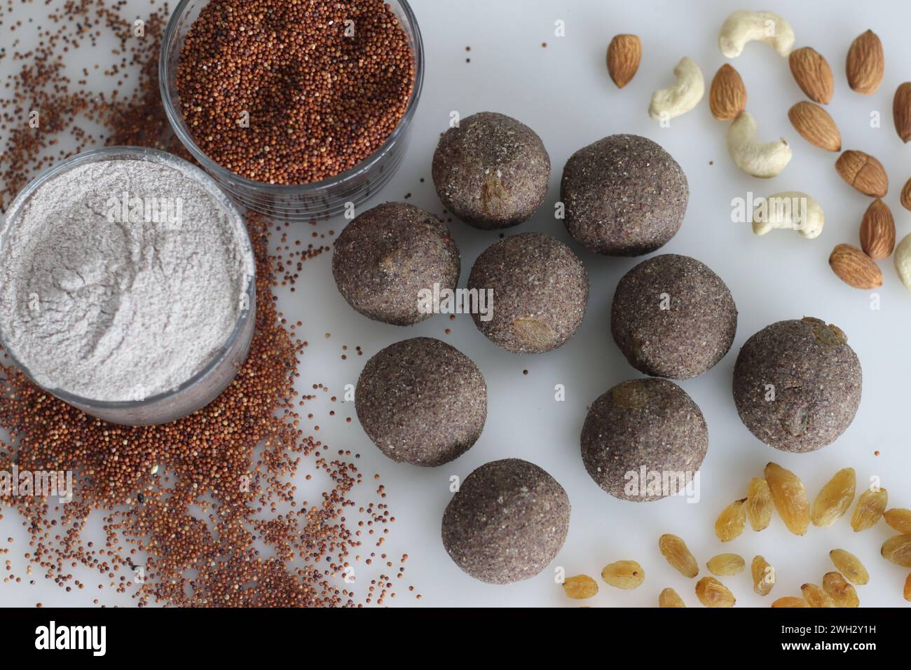 Finger millet ladus. Delicious and nutritious ragi flour ladoos adorned ...