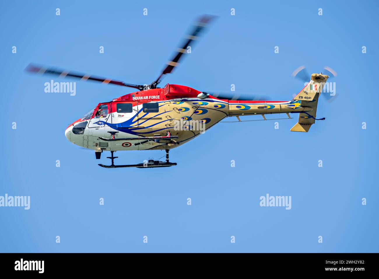 Indian Air Force's Sarang Helicopter DIsplay Team member performing ...