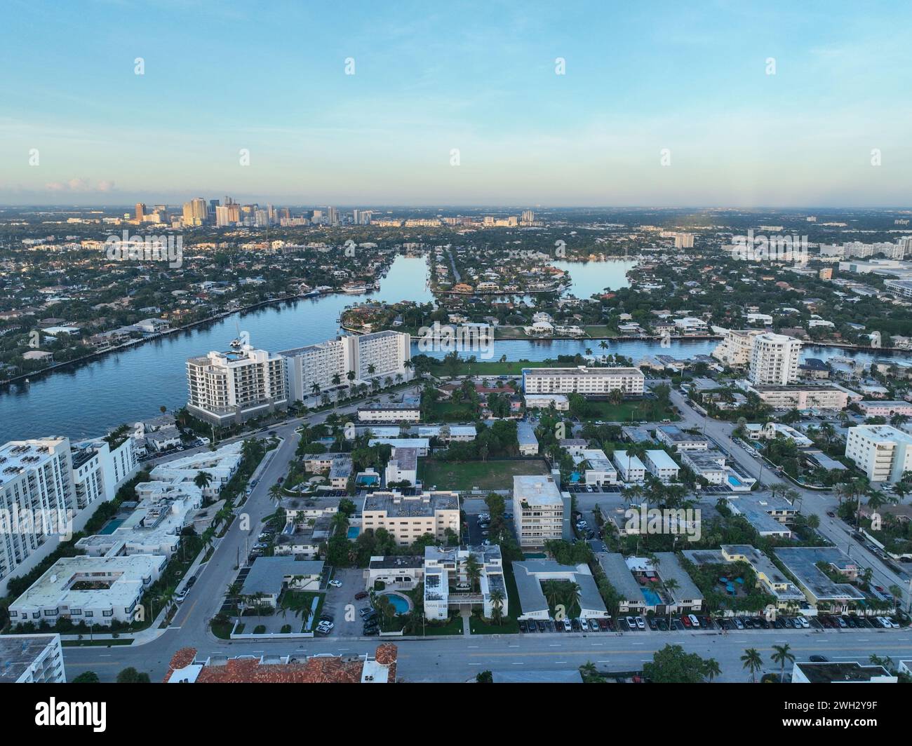 Beautiful aerial view of Central Beach in Fort Lauderdale, Florida ...