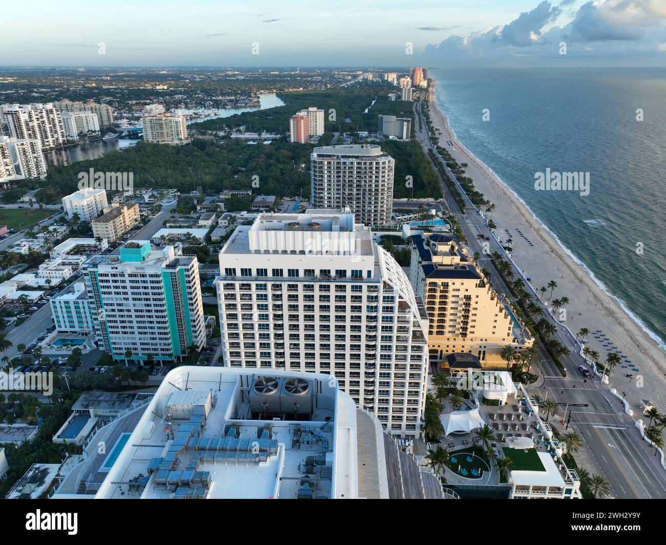 Beautiful aerial view of Central Beach in Fort Lauderdale, Florida ...