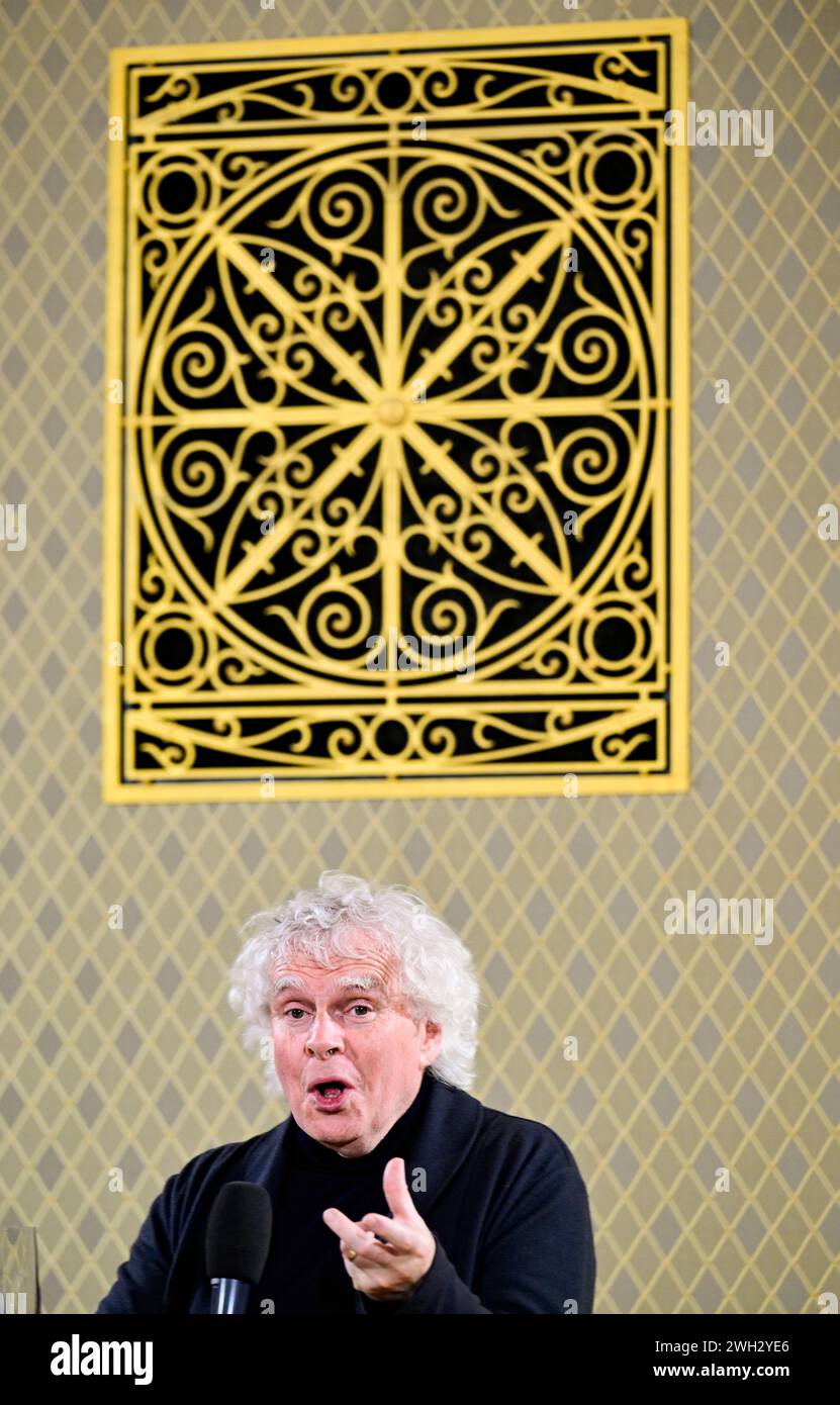 Prague, Czech Republic. 07th Feb, 2024. British conductor Simon Rattle ...