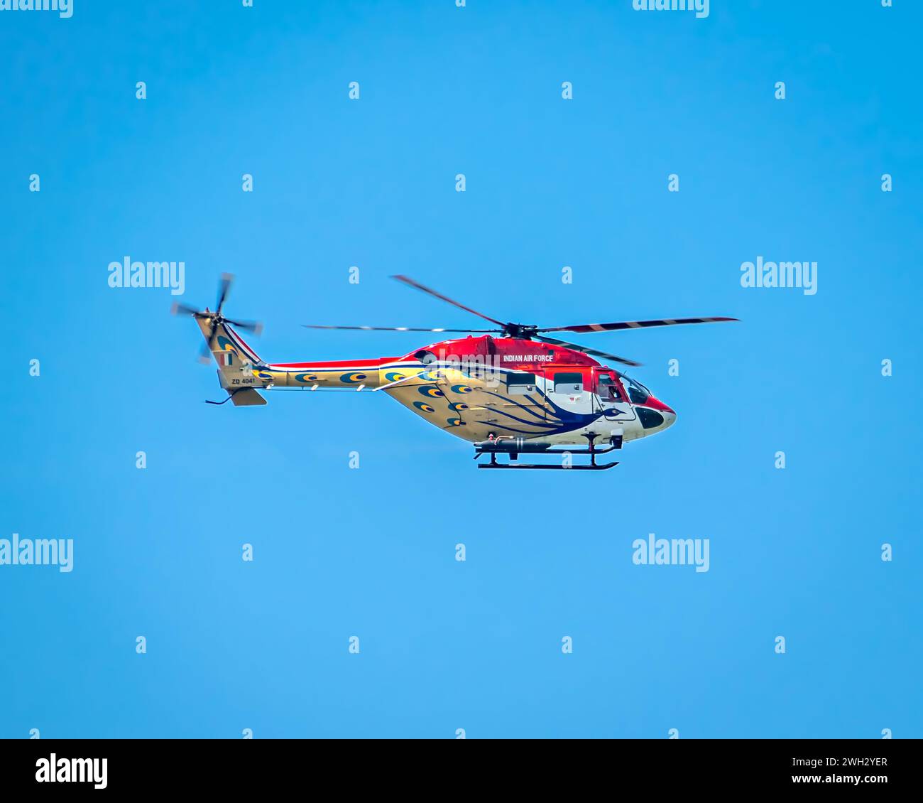 Indian Air Force's Sarang Helicopter DIsplay Team member performing ...