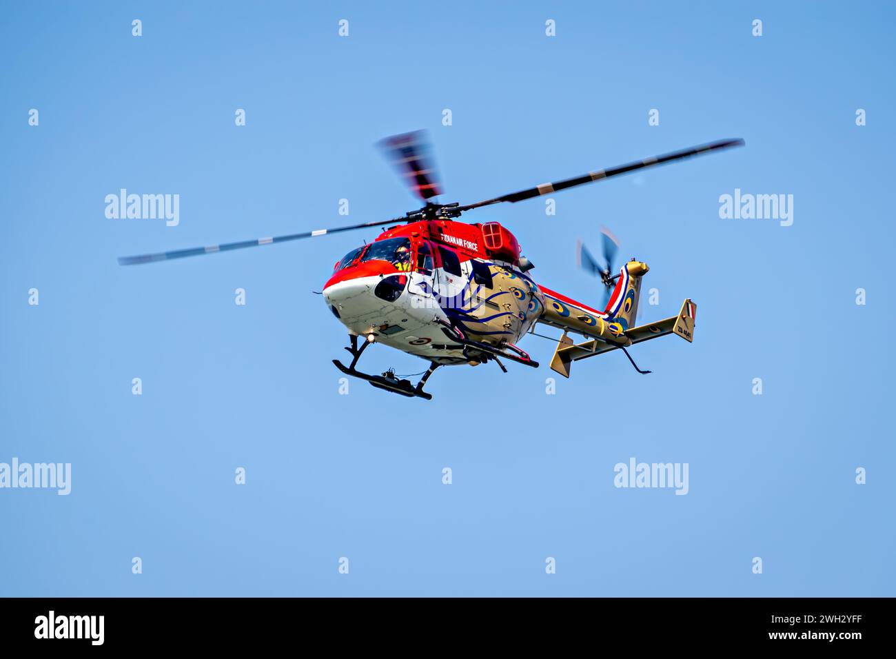 Indian Air Force's Sarang Helicopter DIsplay Team member performing ...