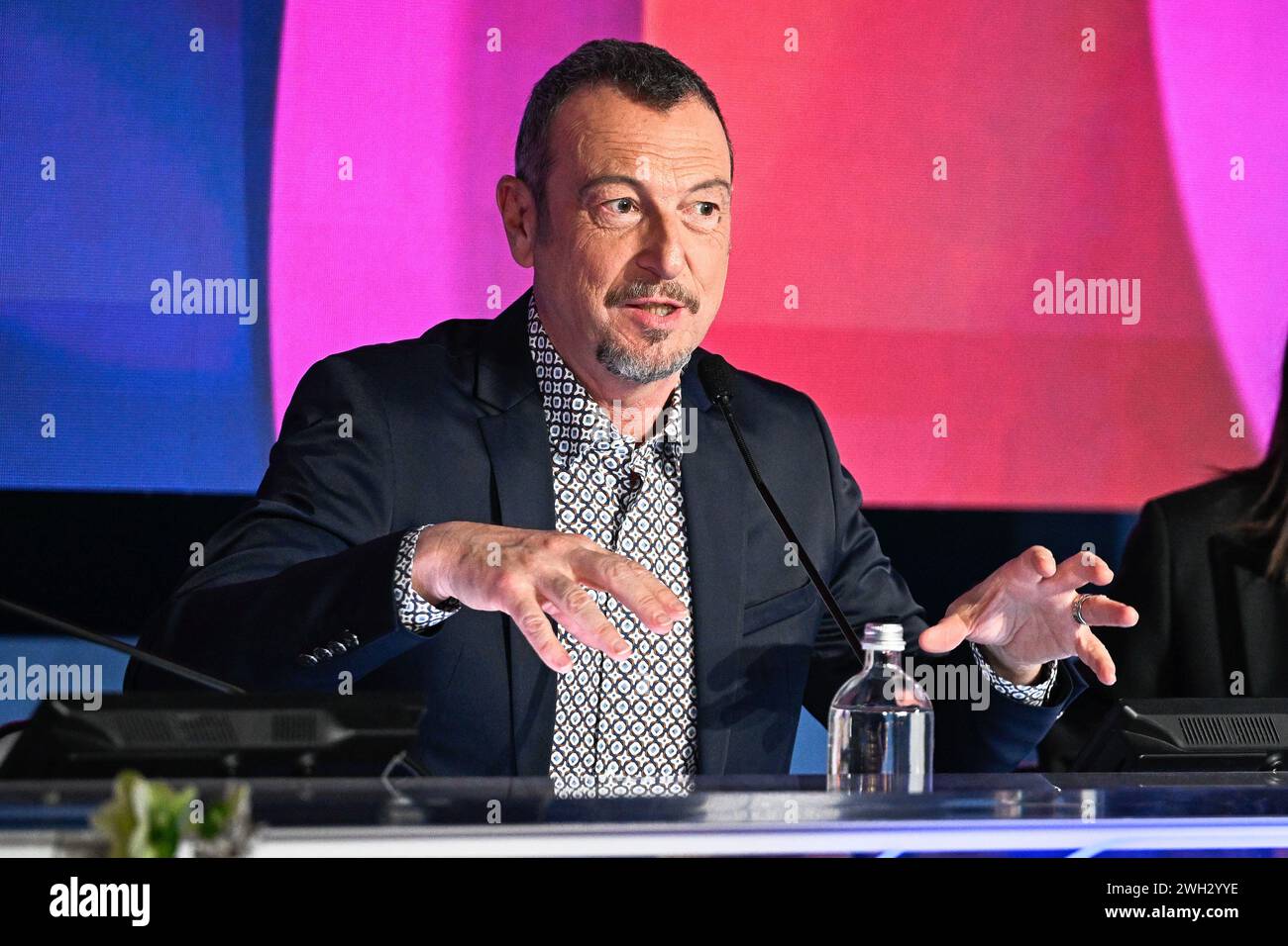 Sanremo, Italia. 01st Feb, 2024. Amadeus attends the press conference ...