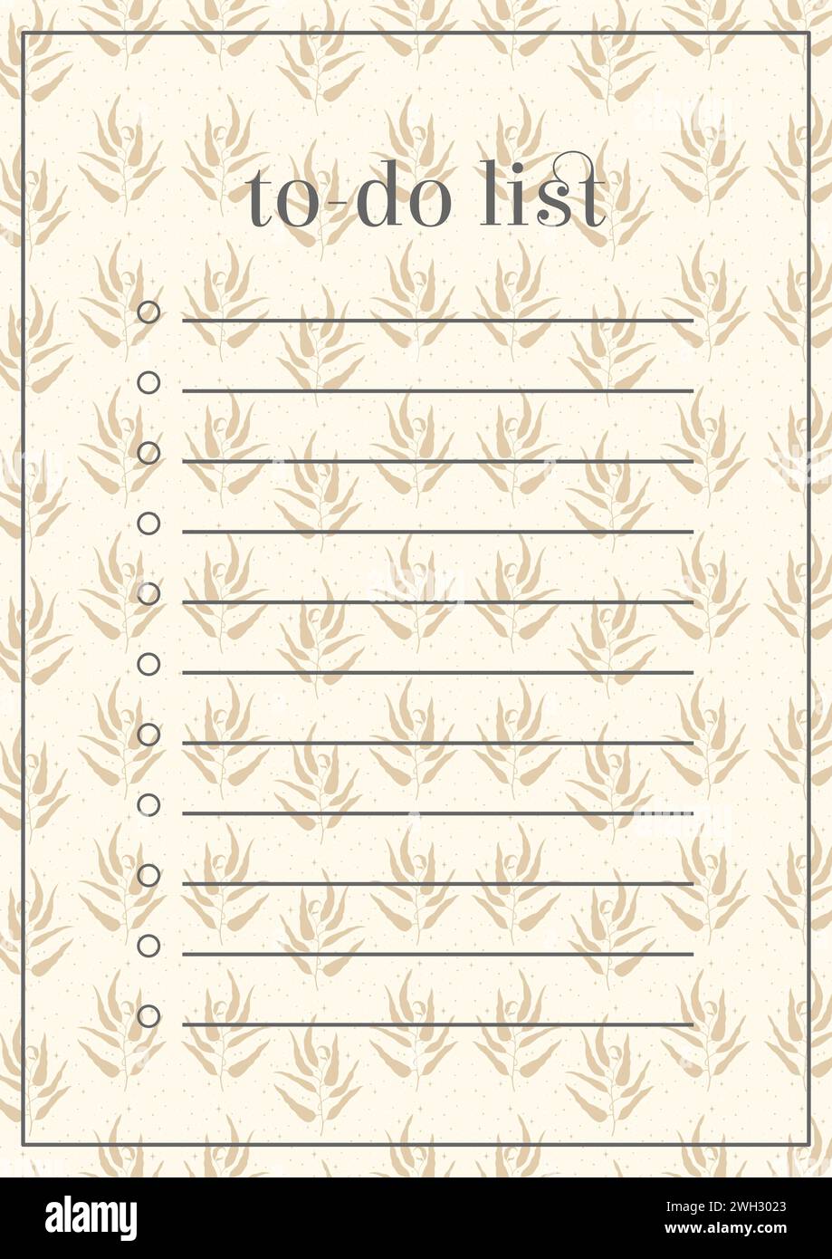 To do list planner template with flora. Beige background blank ...