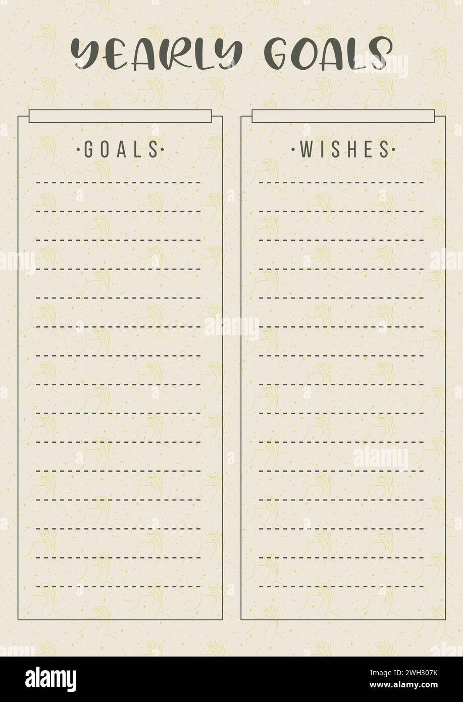 Goal planner template with woman print. Linear woman silhouette beige ...