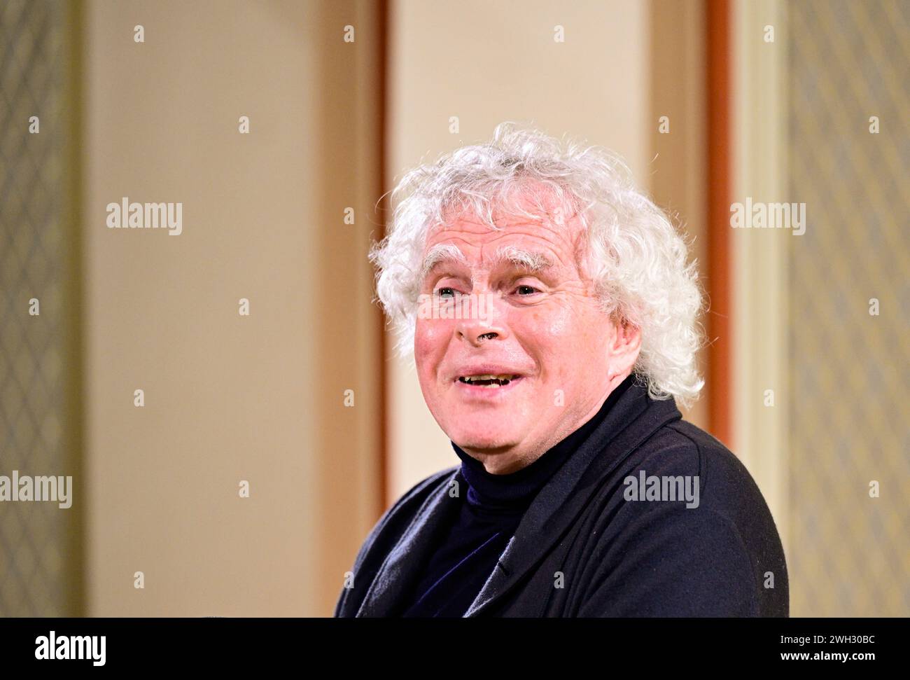 British conductor Simon Rattle during the press conference on the ...