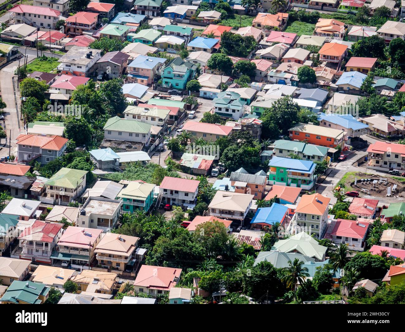 Aerial view of a caribbean town, castries, st lucia Stock Photo - Alamy