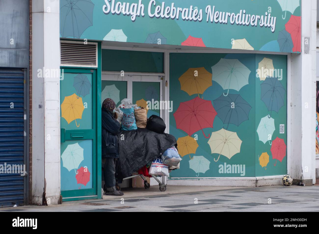 Slough, Berkshire, UK. 7th February, 2024. A homeless man from Poland ...