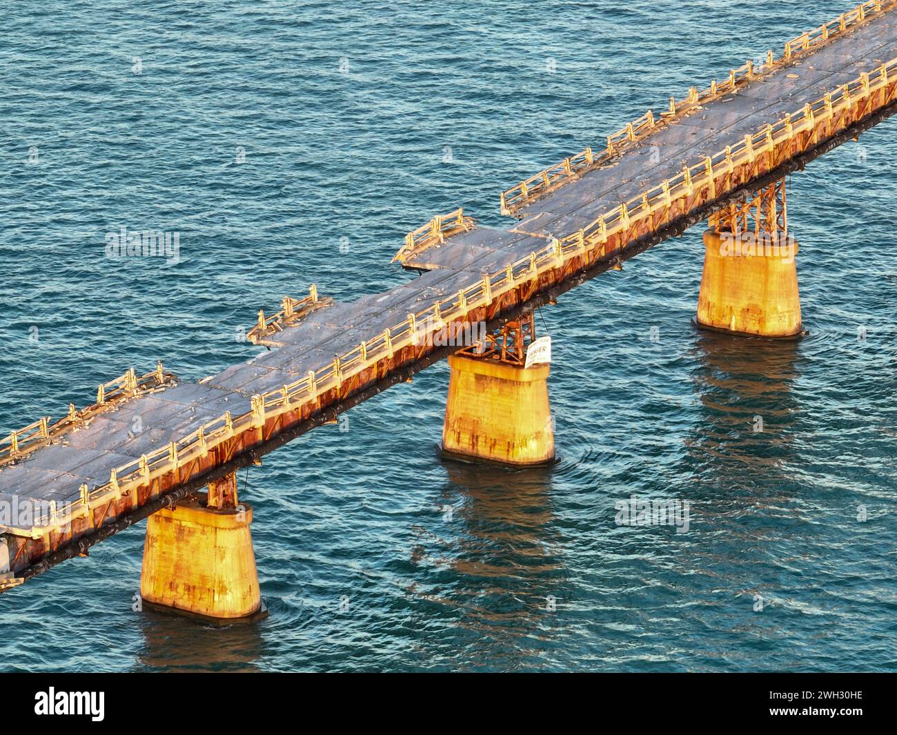 The old Bahia Honda Railroad Bridge with the new Bahia Honda Bridge on ...
