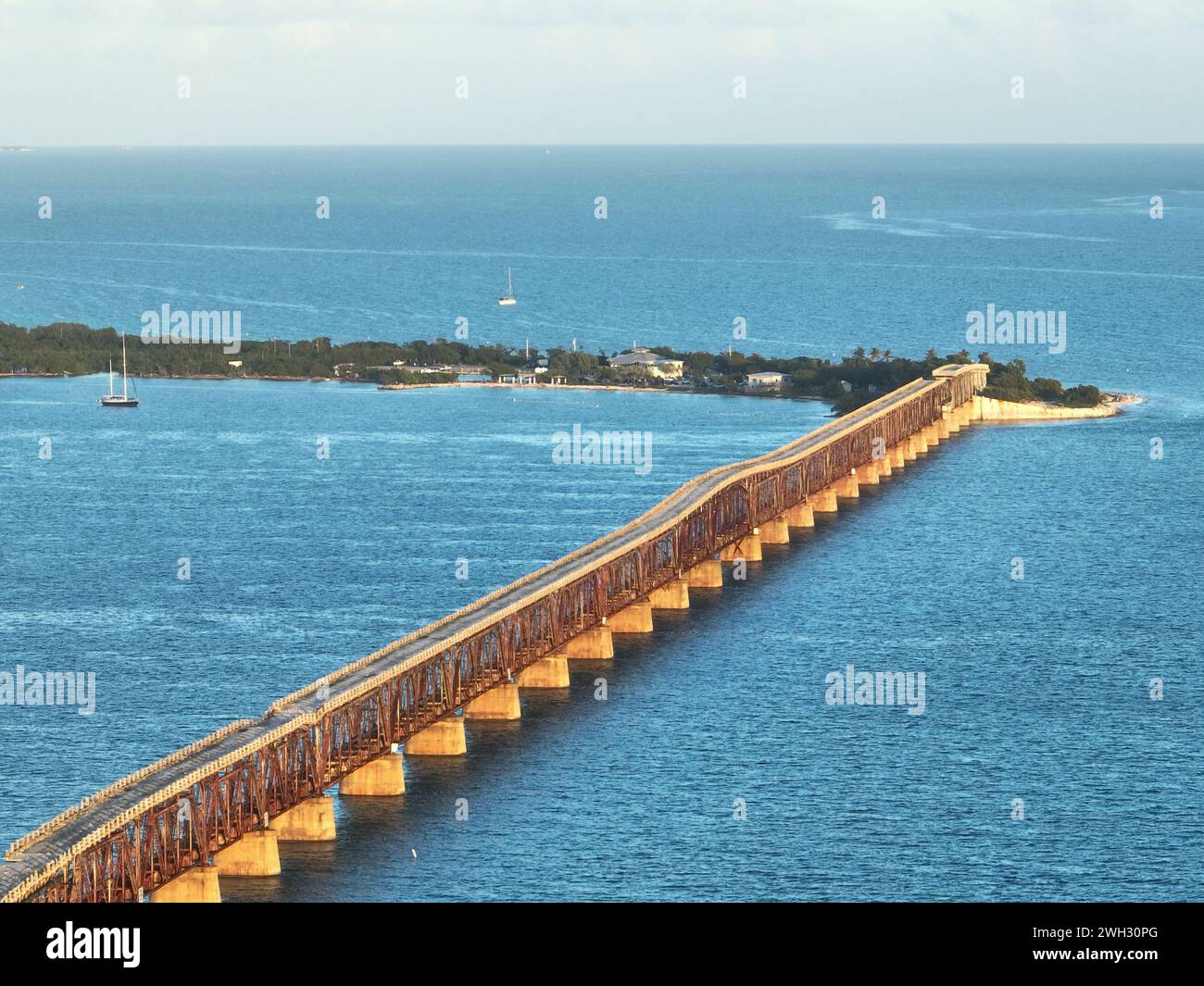 The old Bahia Honda Railroad Bridge with the new Bahia Honda Bridge on ...