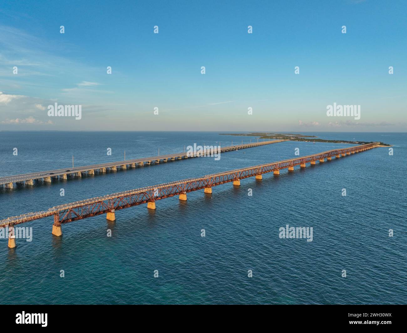 The old Bahia Honda Railroad Bridge with the new Bahia Honda Bridge on ...