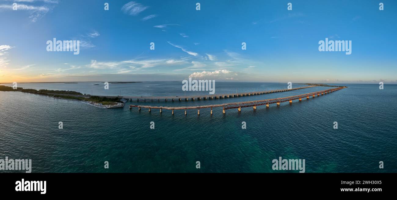 The old Bahia Honda Railroad Bridge with the new Bahia Honda Bridge on ...
