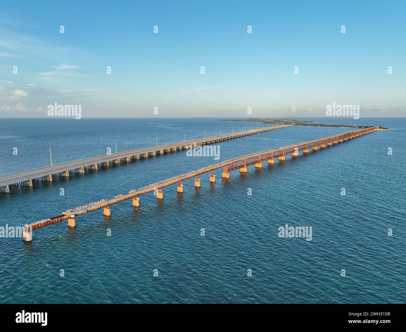 The old Bahia Honda Railroad Bridge with the new Bahia Honda Bridge on ...
