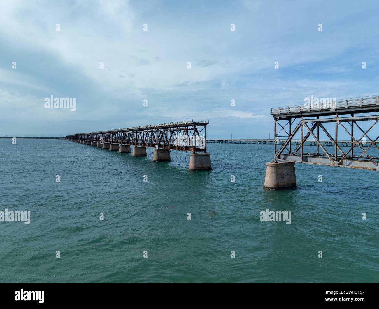 Aerial view of Bahia Honda Rail Bridge on a sunny day. The Bahia Honda ...