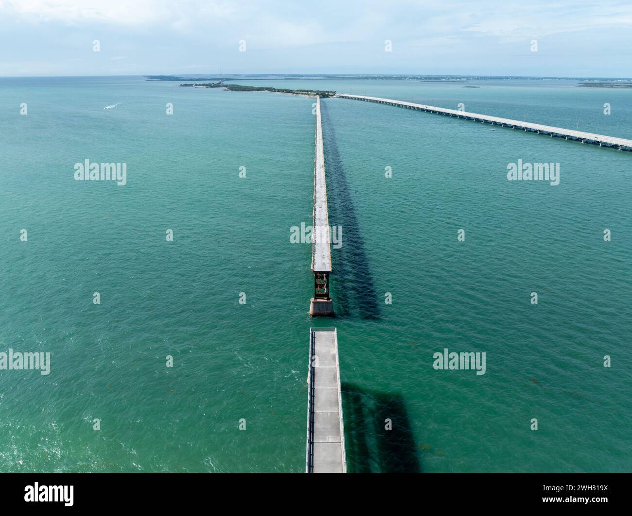 Aerial view of Bahia Honda Rail Bridge on a sunny day. The Bahia Honda ...