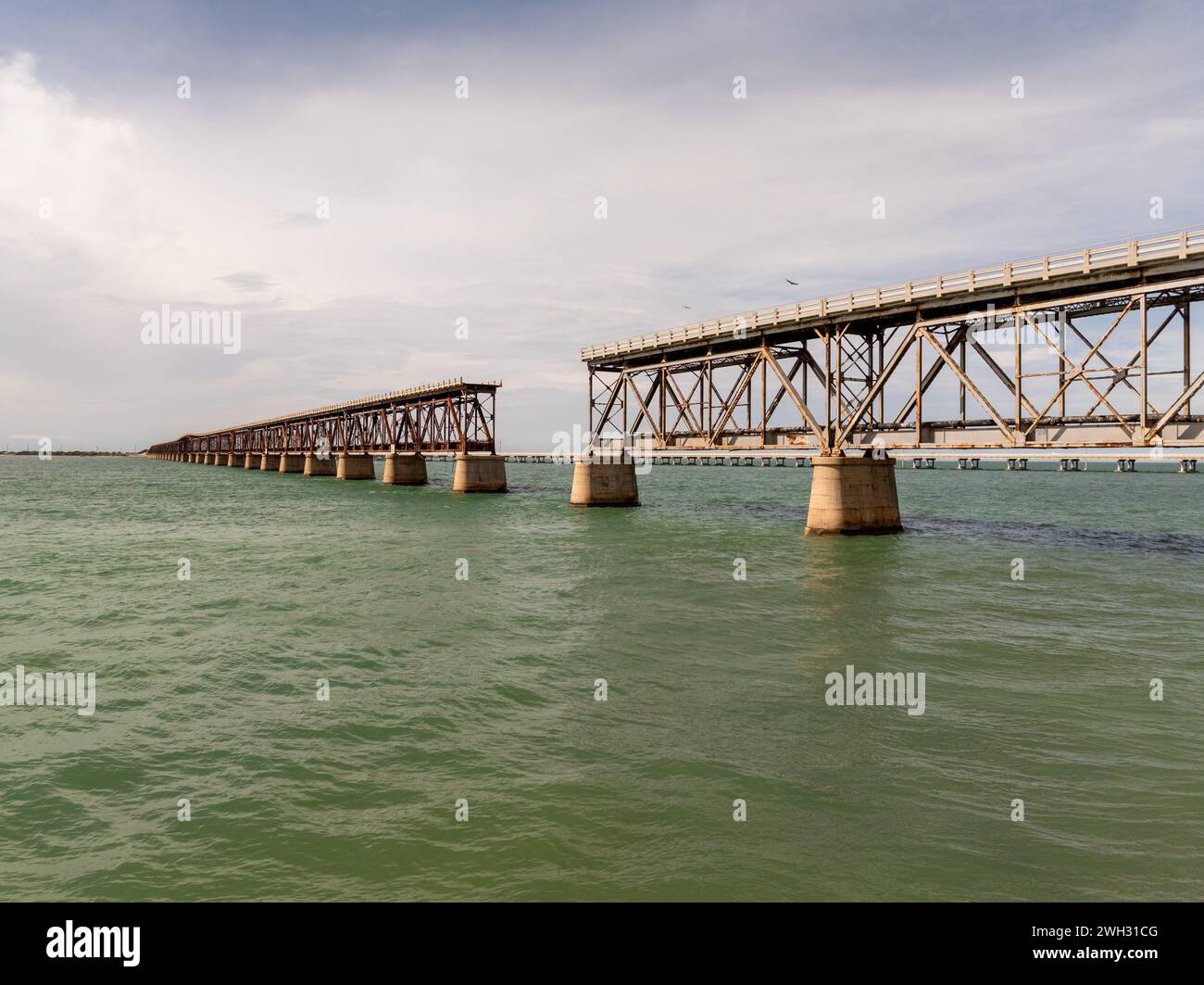 Aerial view of Bahia Honda Rail Bridge on a sunny day. The Bahia Honda ...