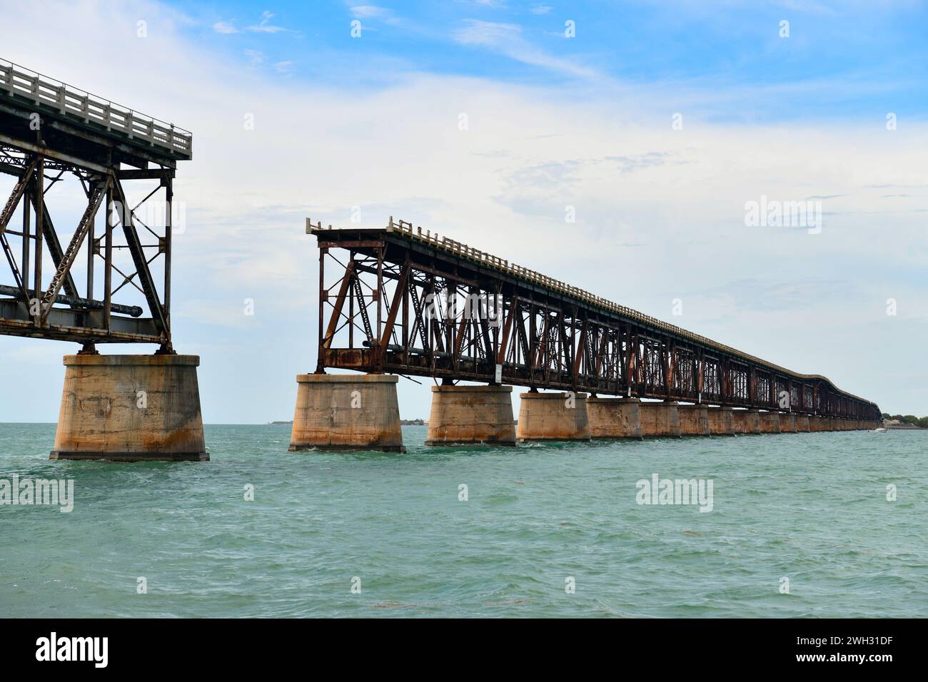 Aerial view of Bahia Honda Rail Bridge on a sunny day. The Bahia Honda ...