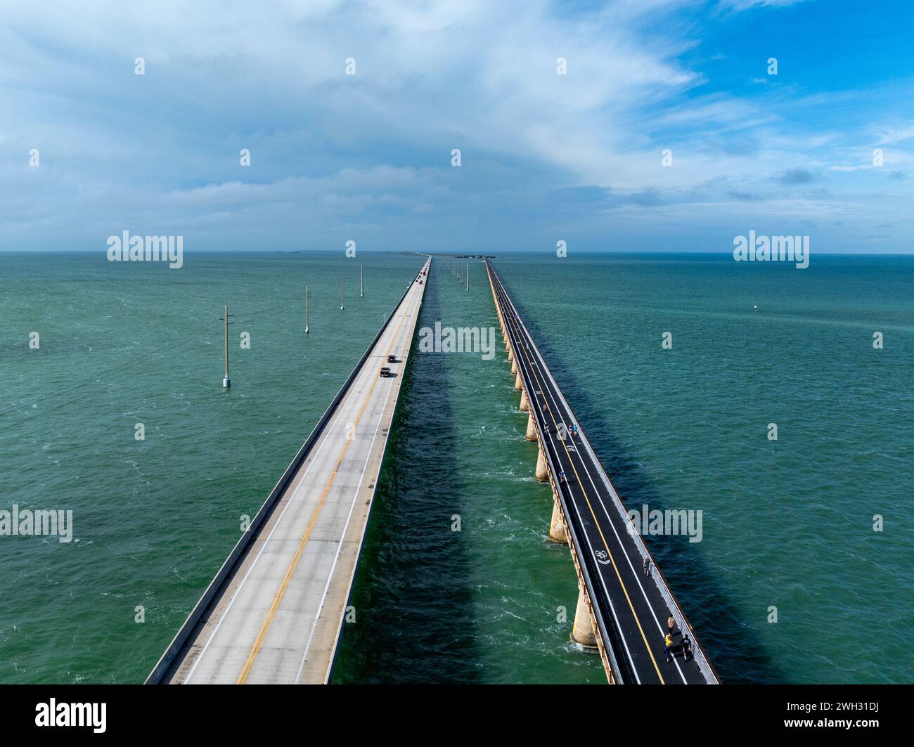 Aerial view along the Seven Mile Bridge of US1 to the Florida Keys ...