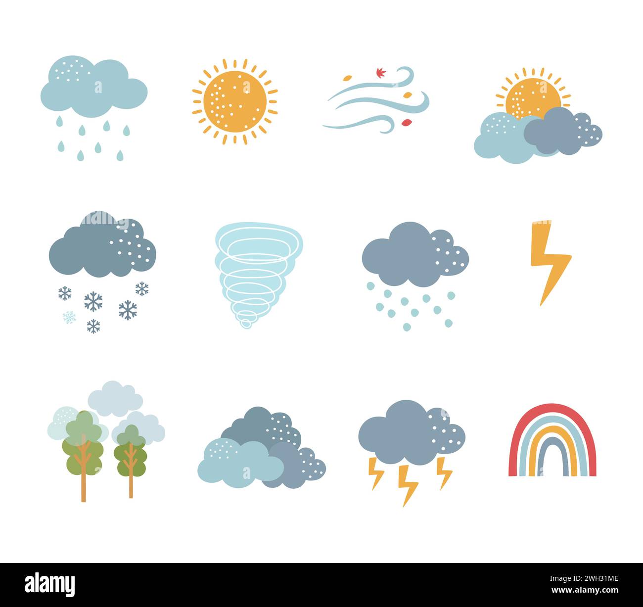 Set of 12 weather elements vector icons Stock Vector Image & Art - Alamy