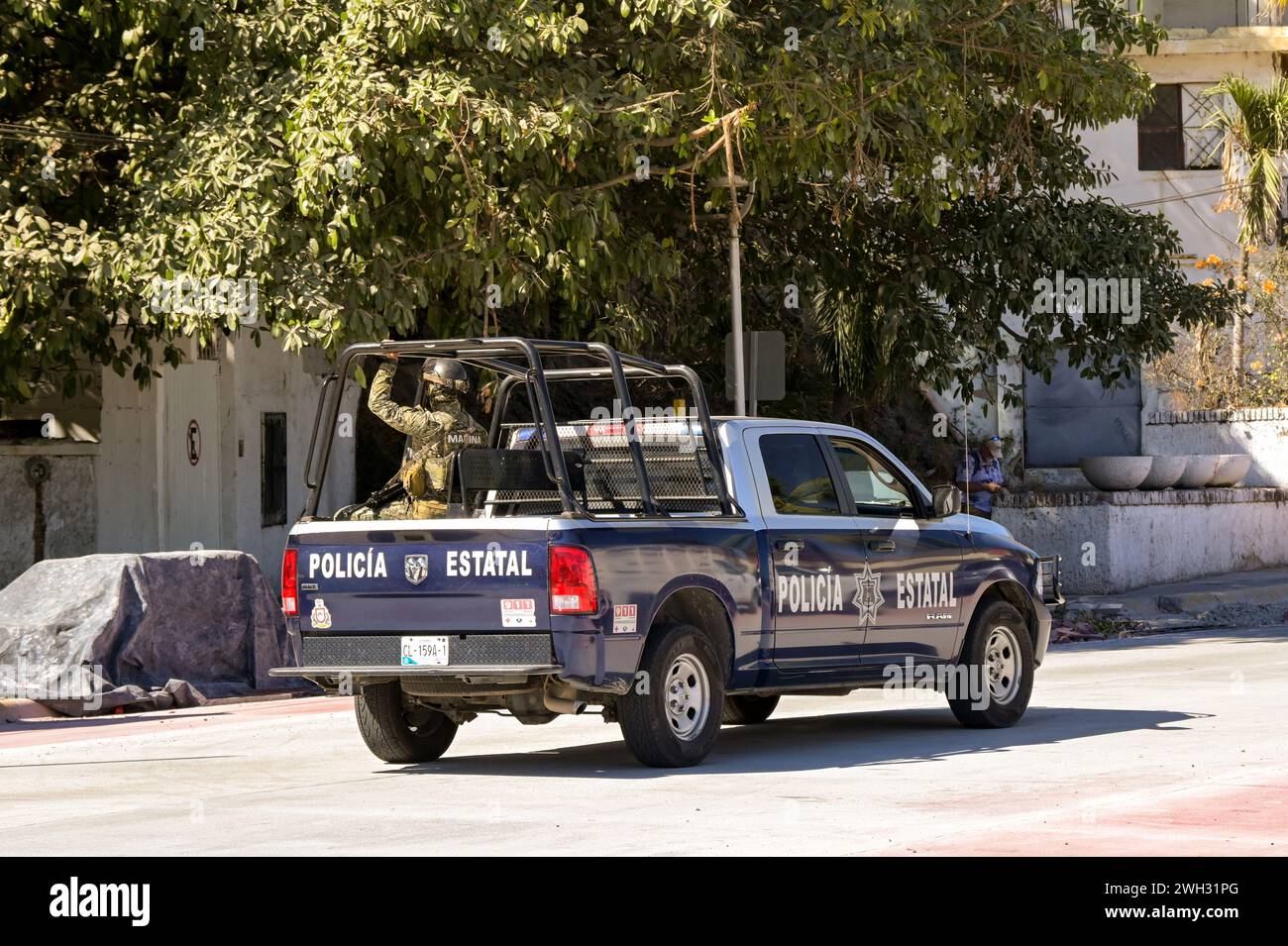 Manzanillo, Mexico - 16 January 2024: Patrol vehicle of the state ...