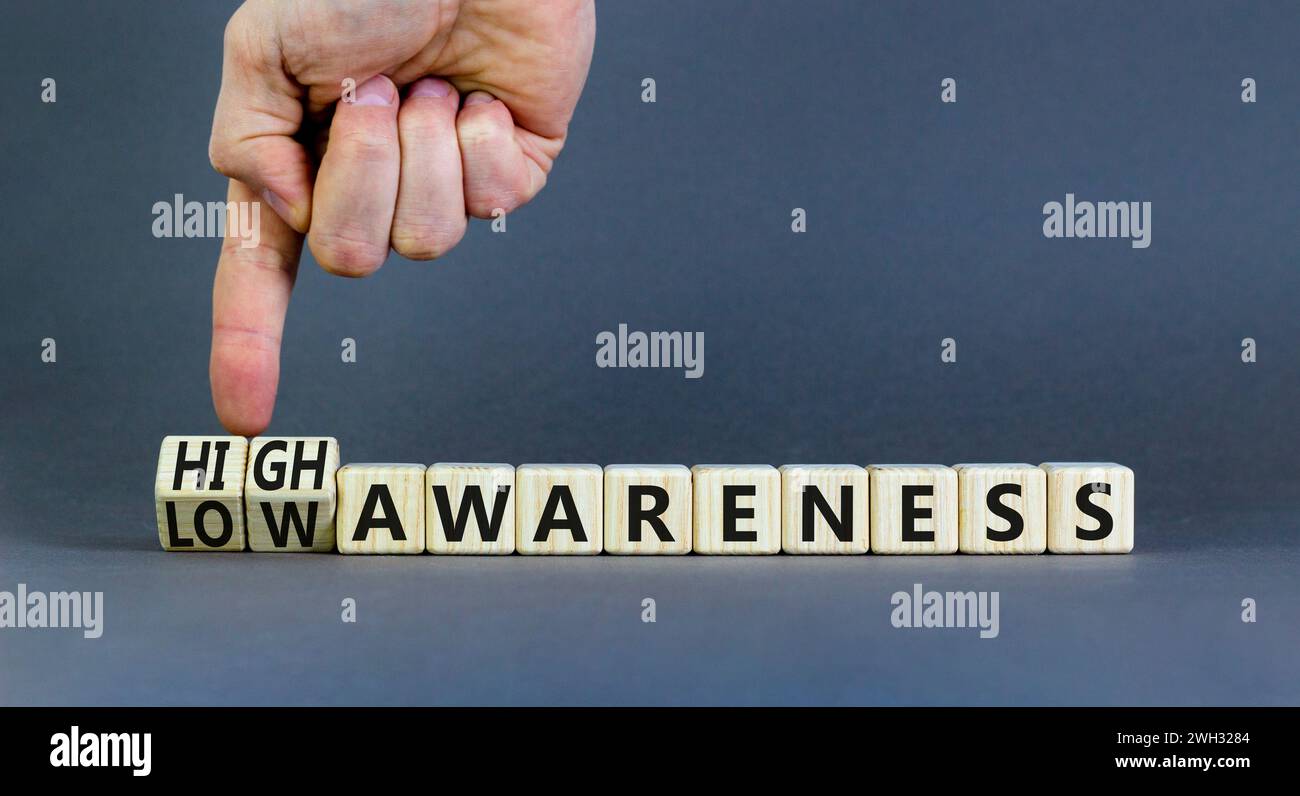 High or low awareness symbol. Concept words High awareness Low ...