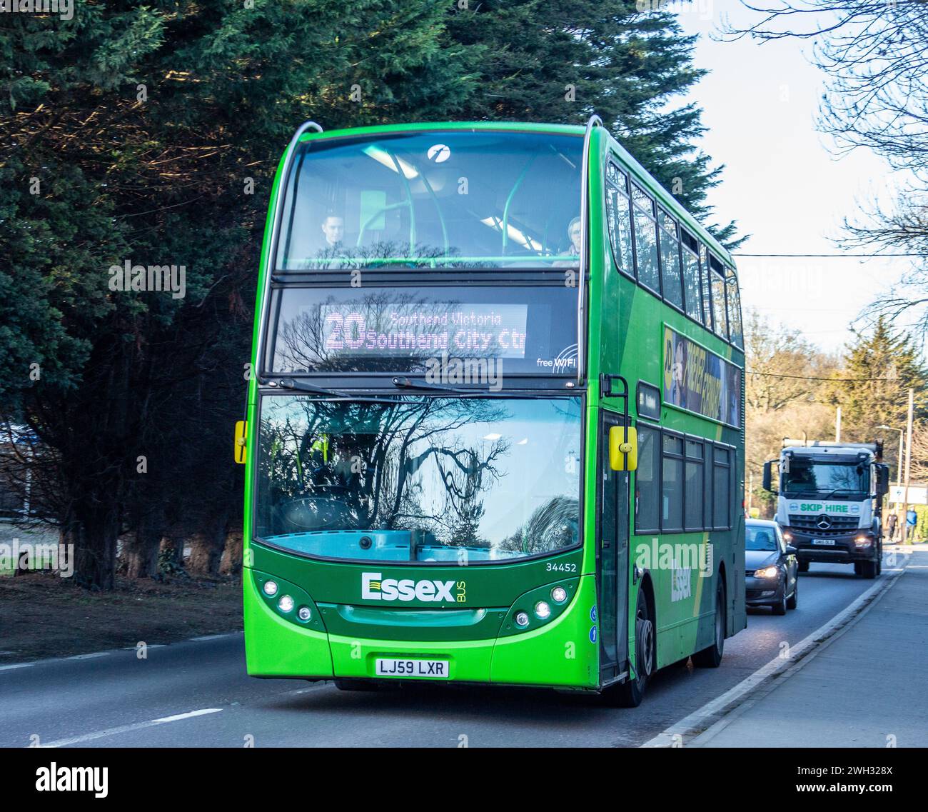 Double decker bus on the Hullbridge Road between Hullbridge and ...