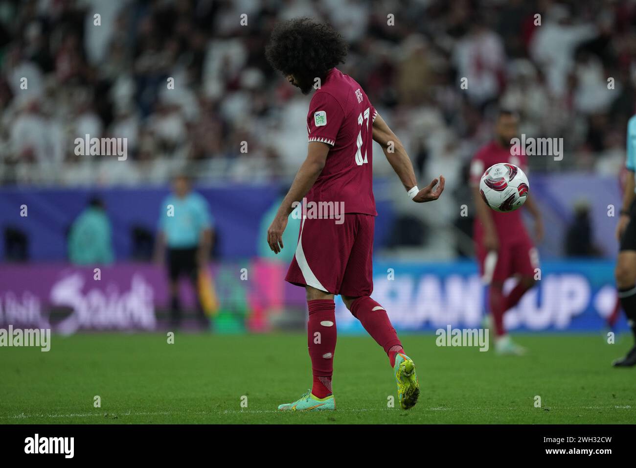 DOHA, QATAR - FEBRUARY 07: Akram Afif of Qatar reacts during the AFC ...