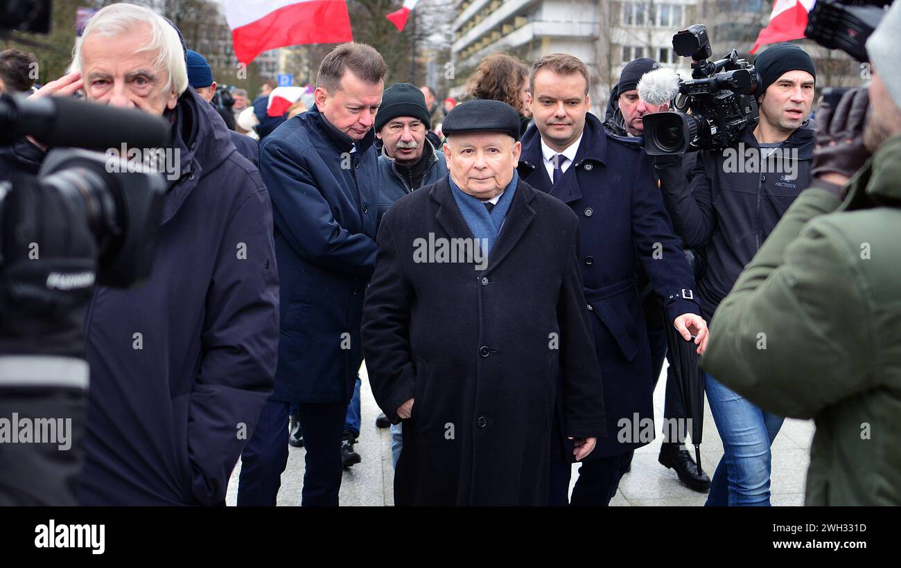 Warsaw, Poland. 7 February 2024. The leader of the opposition PiS party ...