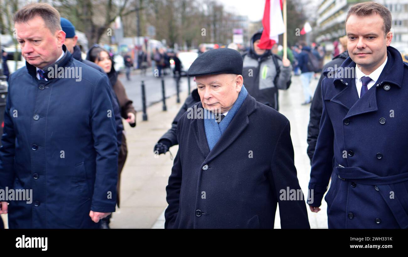 Warsaw, Poland. 7 February 2024. The leader of the opposition PiS party ...