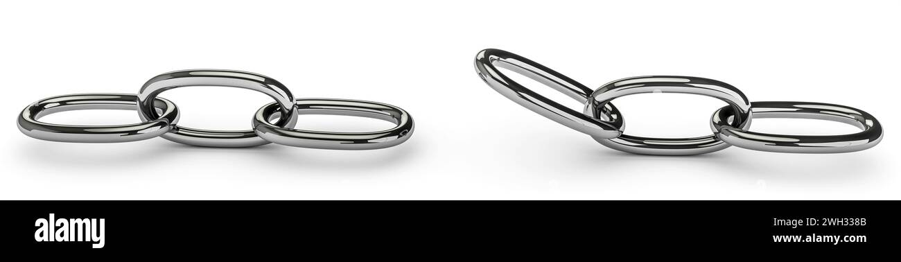 Broken silver chain. Abstract disconnect symbol. Isolated on white ...