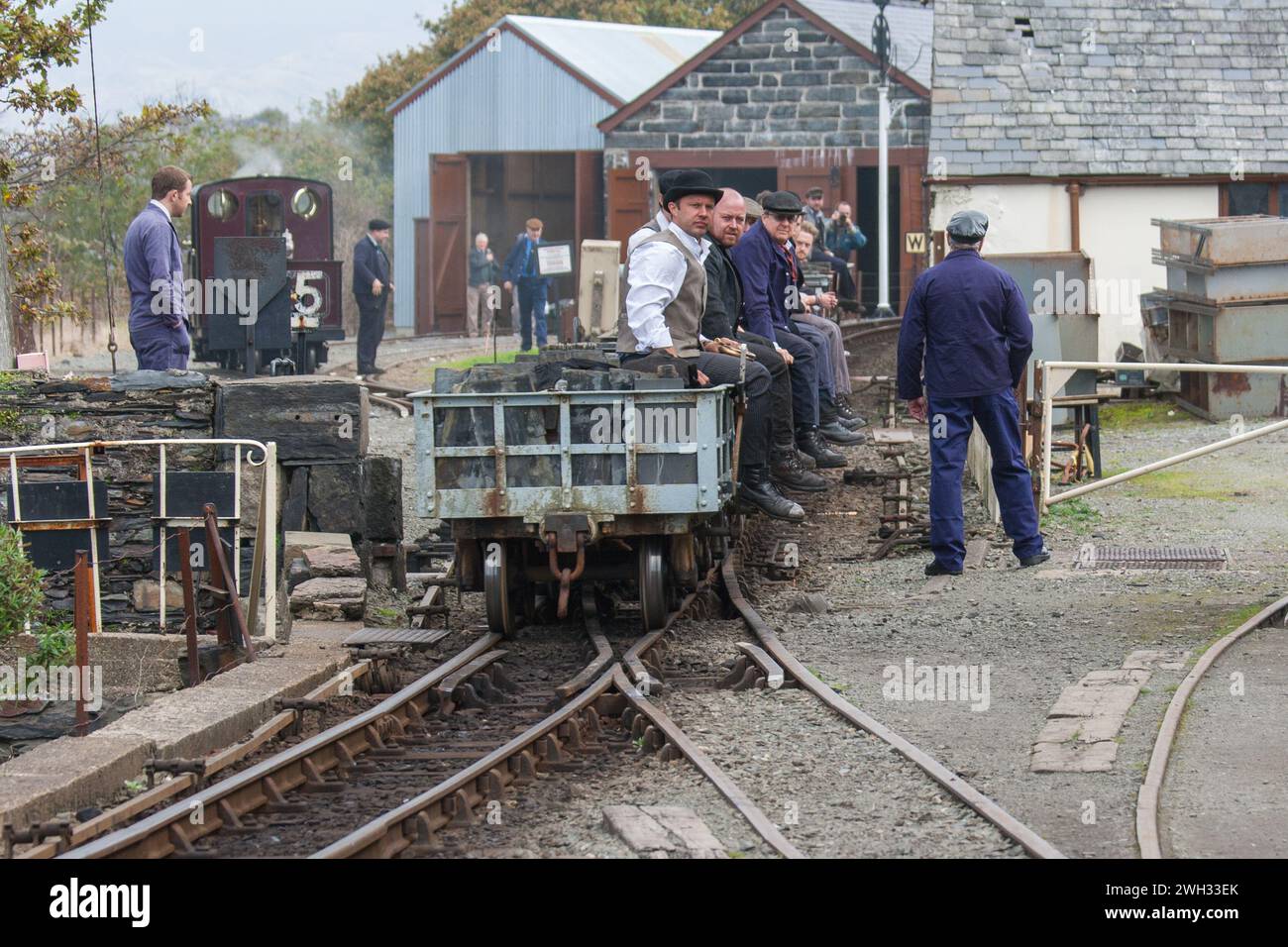 The gravity slate train on the Festiniog Railway Stock Photo - Alamy