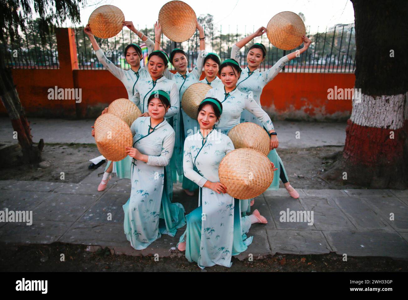 Kathmandu, Nepal. 07th Feb, 2024. Chinese dancers seen performing a ...