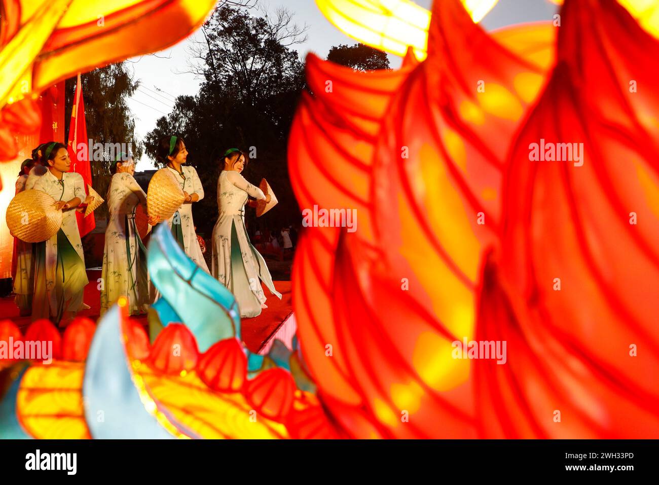 Kathmandu, Nepal. 07th Feb, 2024. Chinese dancers perform a Chinese ...