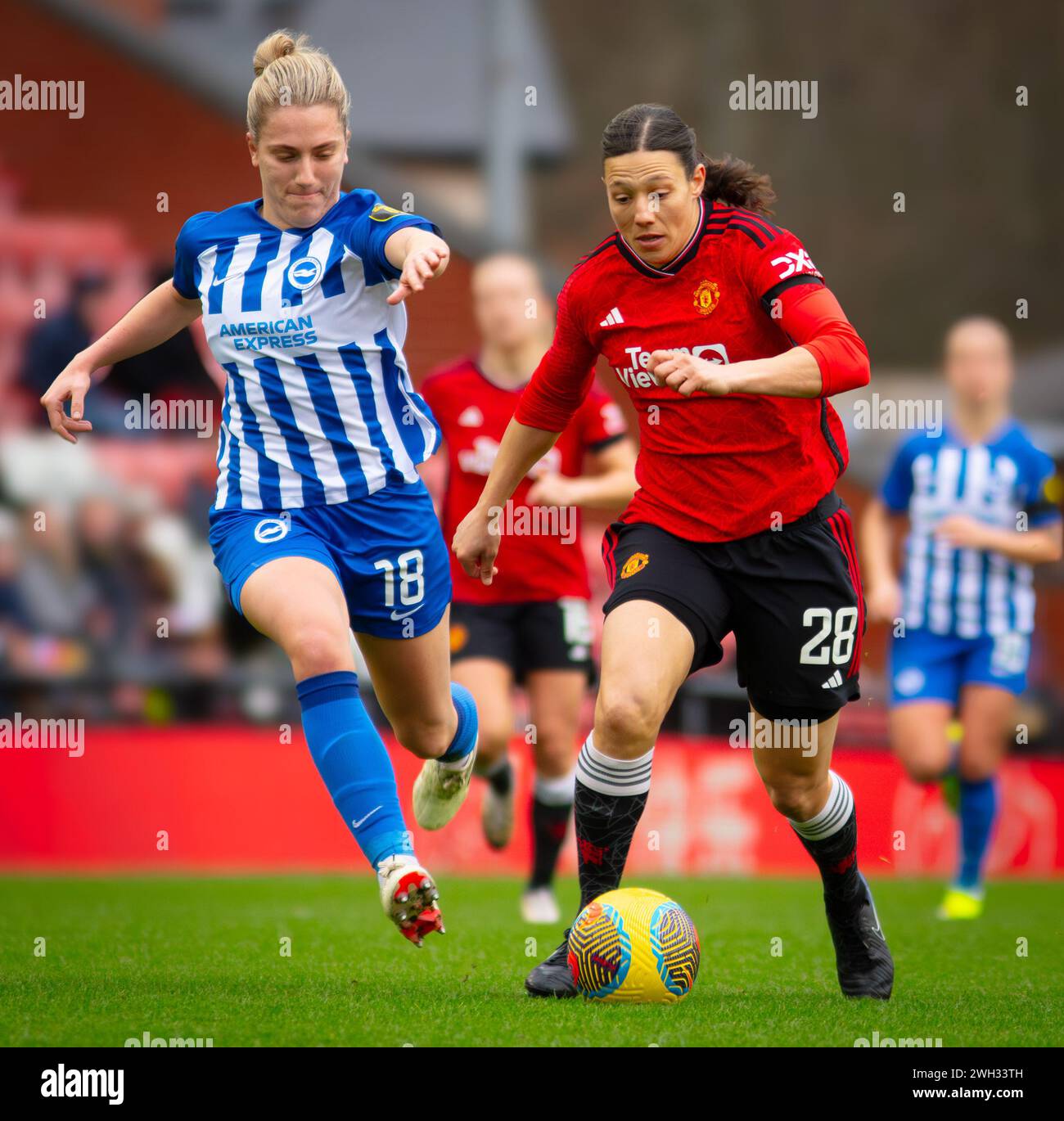 Manchester, UK. 04th Feb, 2024. Brighton's Maisie Symonds (18) trying ...