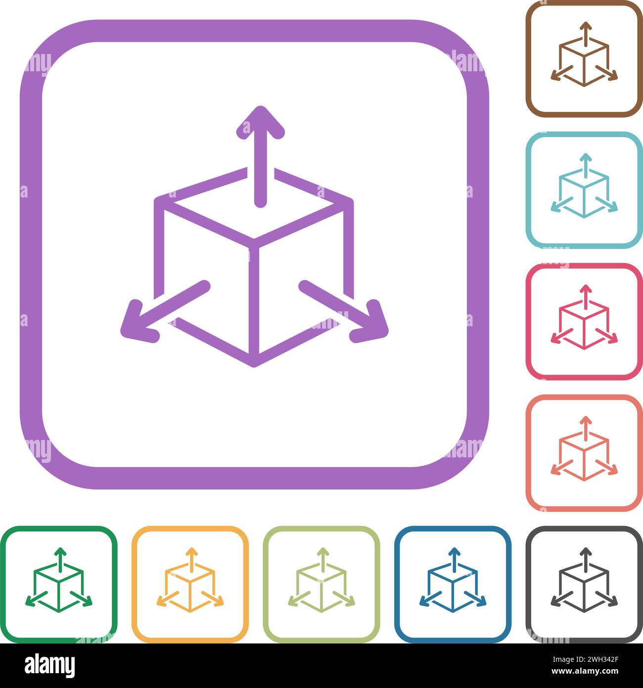 Scalability simple icons in color rounded square frames on white background Stock Vector Image ...