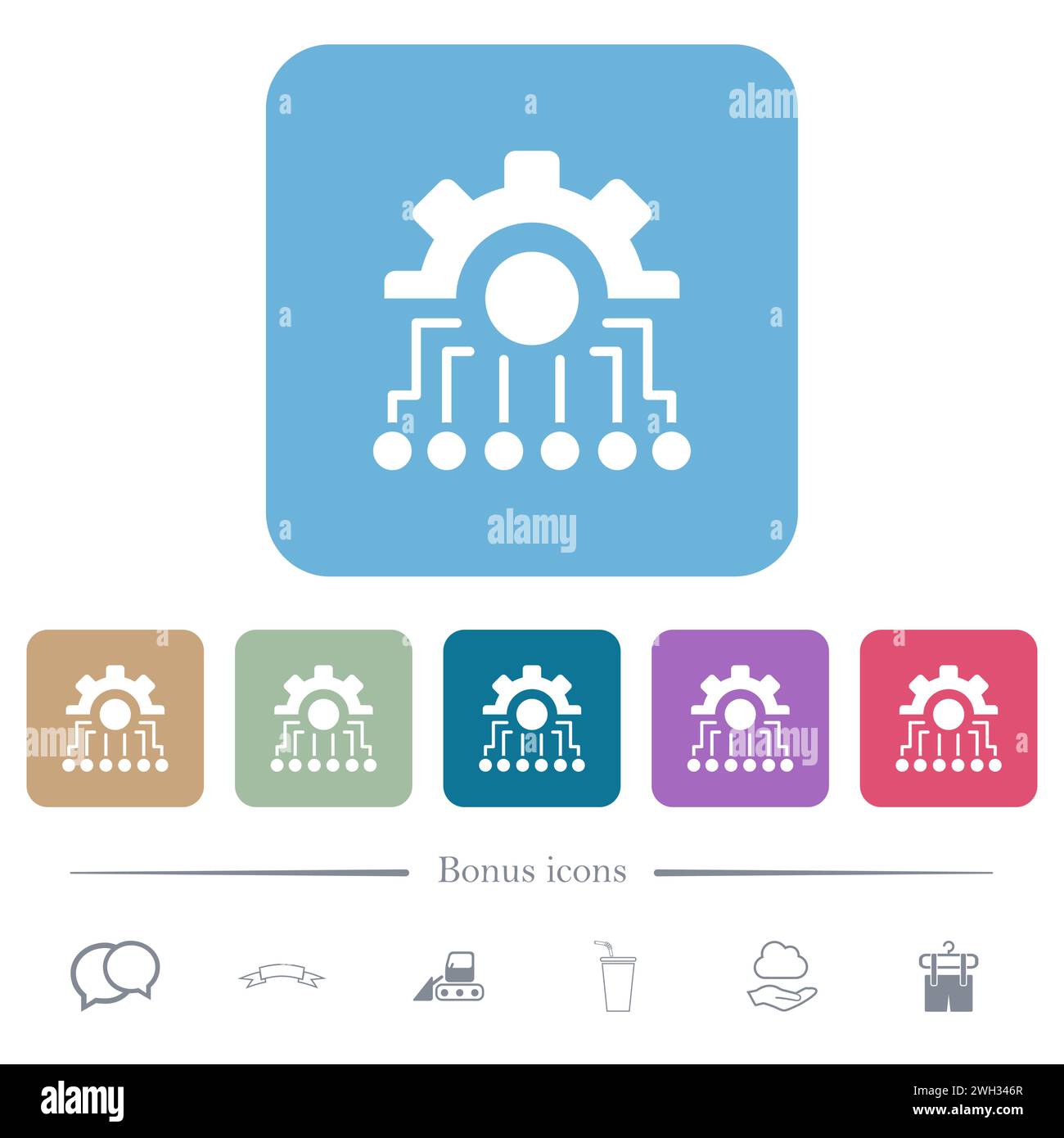 Mechatronics white flat icons on color rounded square backgrounds. 6 ...