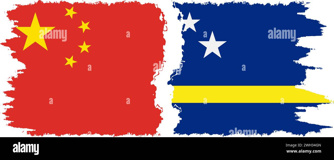 Curacao and China grunge flags connection, vector Stock Vector Image ...