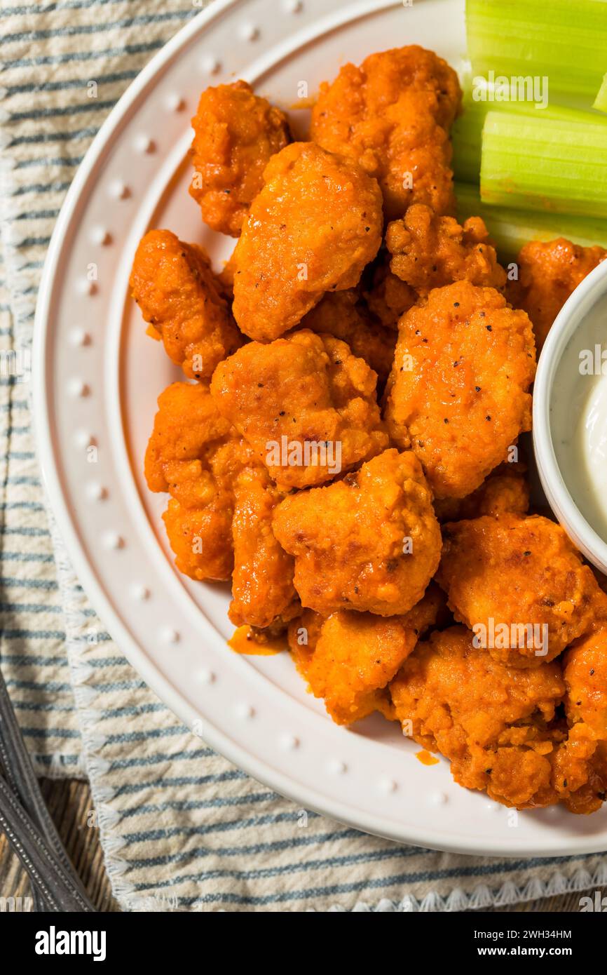 Spicy Boneless Buffalo Chicken Wings with Blue Cheese Stock Photo - Alamy