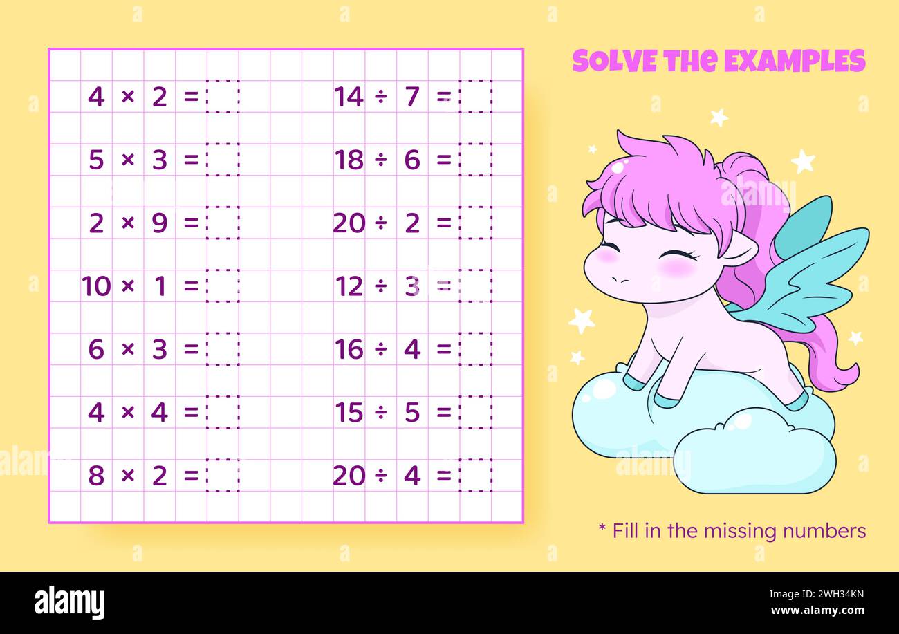 Math game for kids. Multiplication and division Stock Vector Image ...