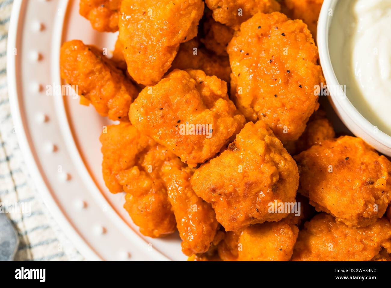Spicy Boneless Buffalo Chicken Wings with Blue Cheese Stock Photo - Alamy