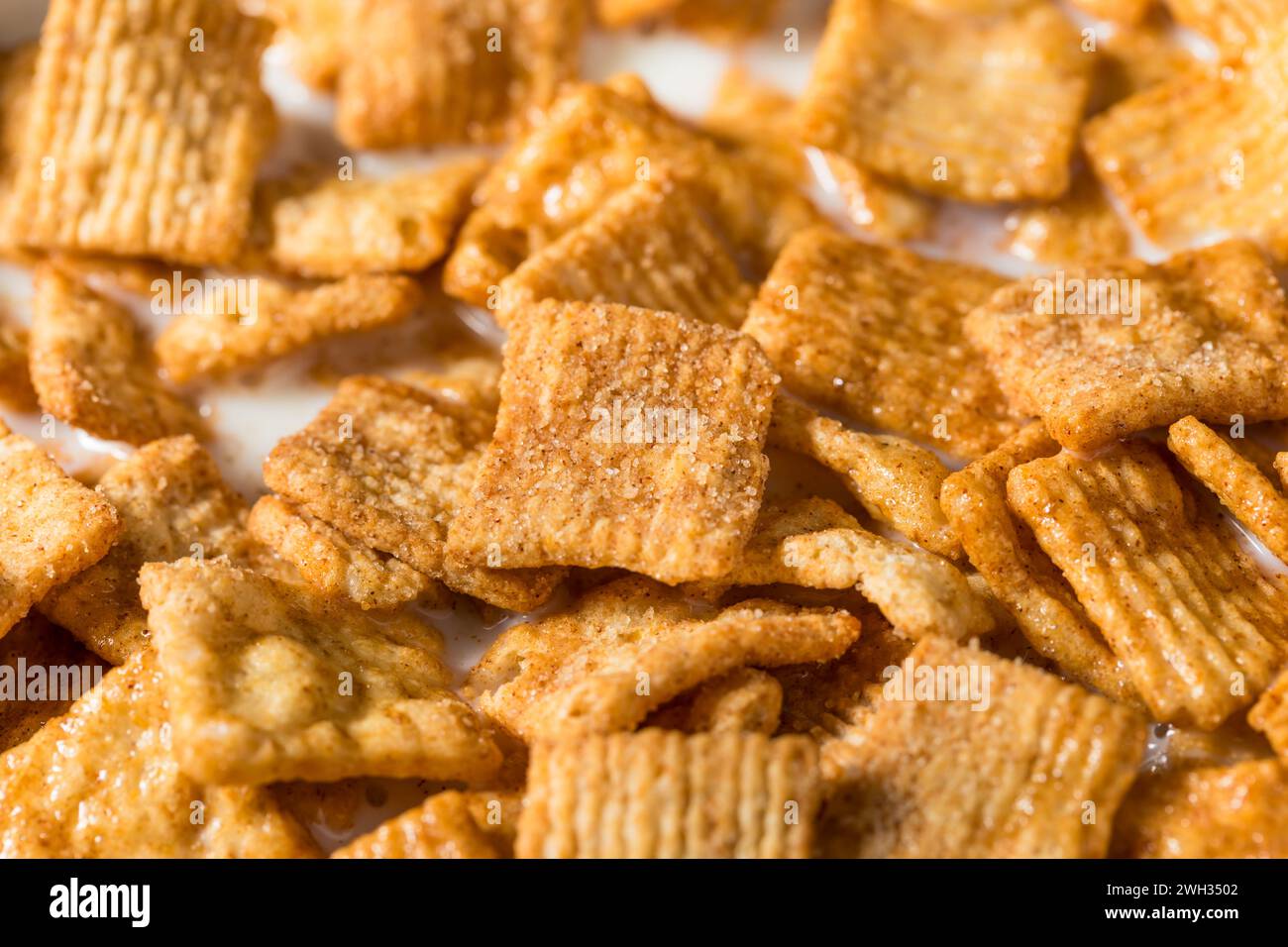 Healthy Brown Cinnamon Toast Breakfast Cereal with Whole Milk Stock ...