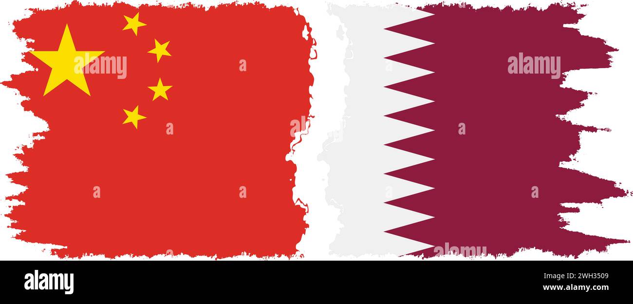 Qatar and China grunge flags connection, vector Stock Vector Image ...