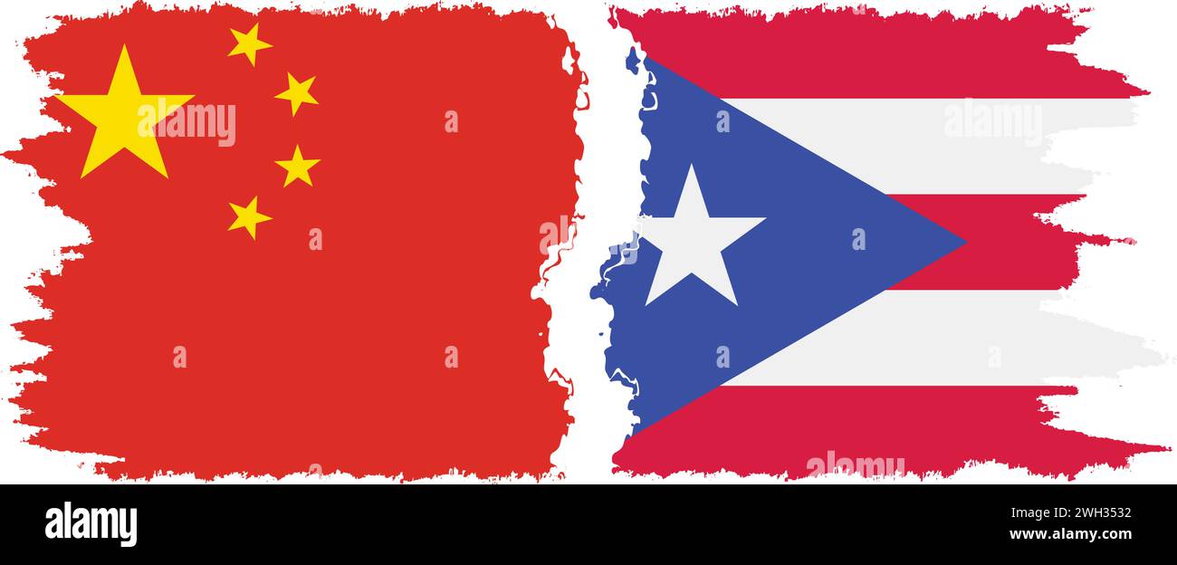 Puerto Rico and China grunge flags connection, vector Stock Vector ...