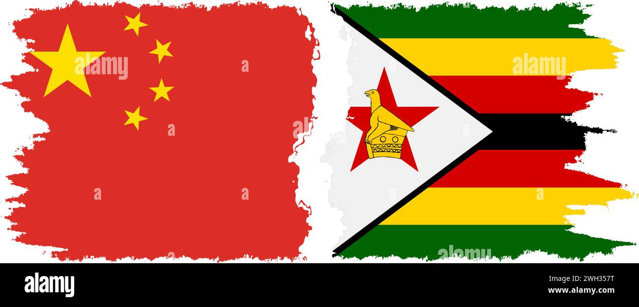 Zimbabwe and China grunge flags connection, vector Stock Vector Image ...