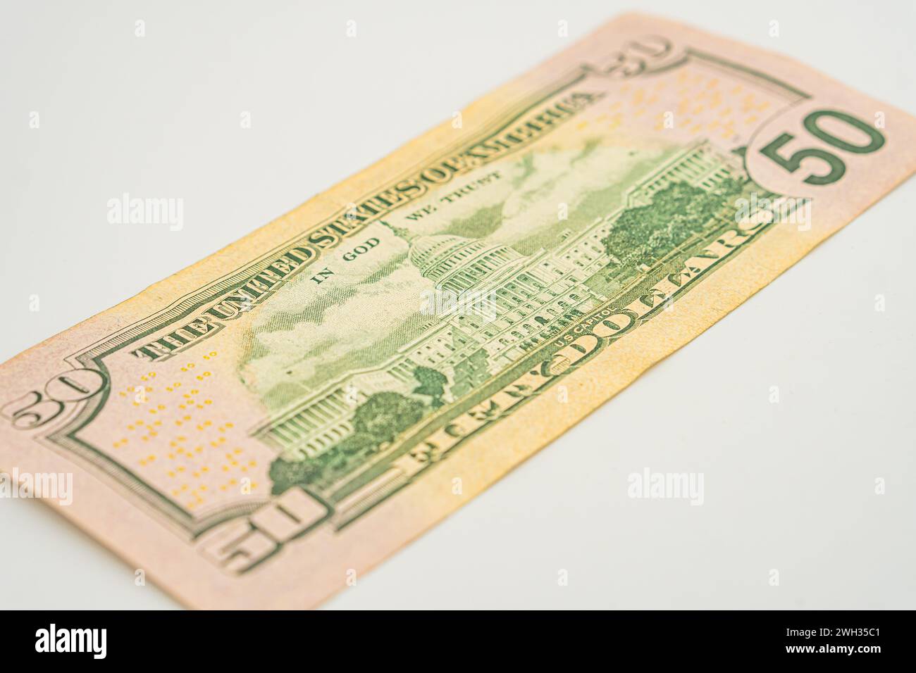 Portrait of US president Ulysses Simpson Grant on 50 dollars banknote ...